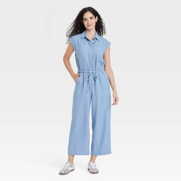 Universal Thread | Pants & Jumpsuits | Universal Thread Blue Sleeveless Jumpsuit With Wide Leg ...